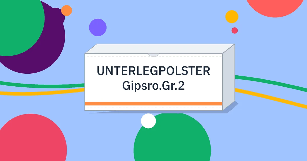 Symbolbild: Packung mit der Aufschrift UNTERLEGPOLSTER Gipsro.Gr.2 (PZN 02445166) – Verfügbarkeit und Bezug in Apotheken in Frankfurt am Main