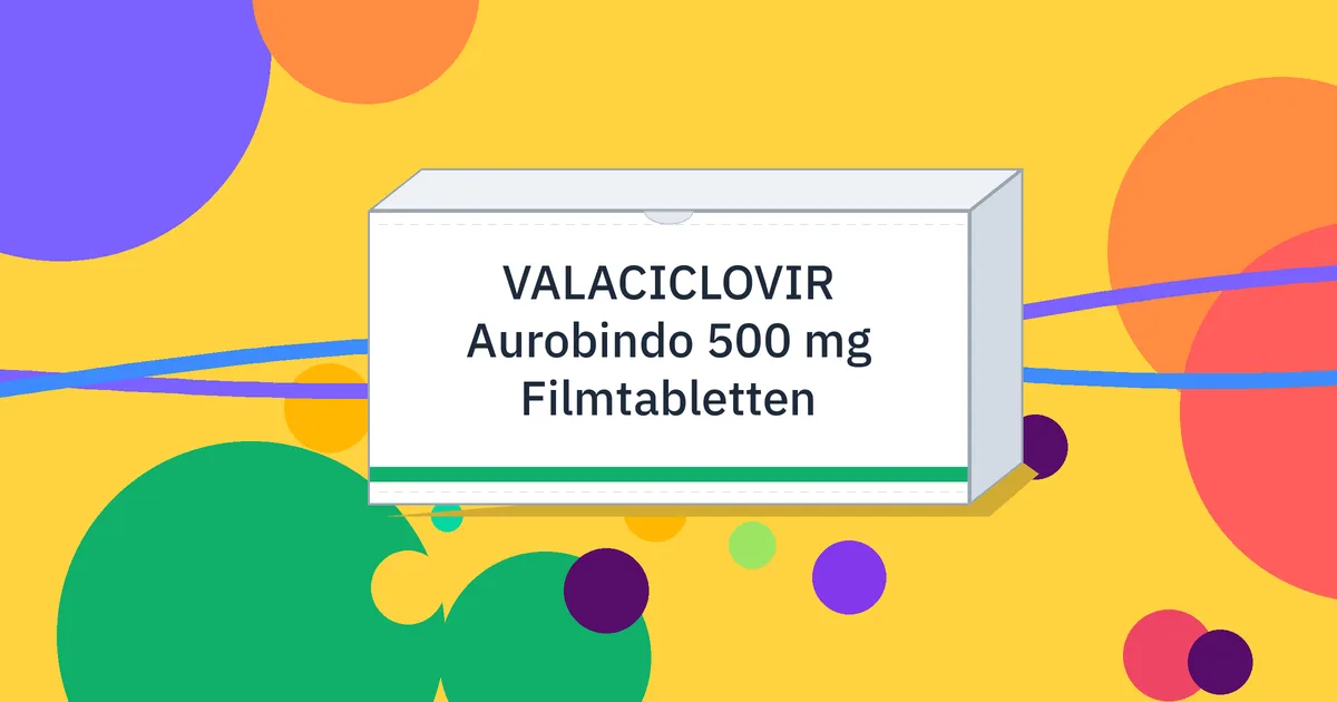 Symbolbild: Packung mit der Aufschrift VALACICLOVIR Aurobindo 500 mg Filmtabletten (PZN 07473776) – Verfügbarkeit und Bezug in Apotheken in Frankfurt am Main