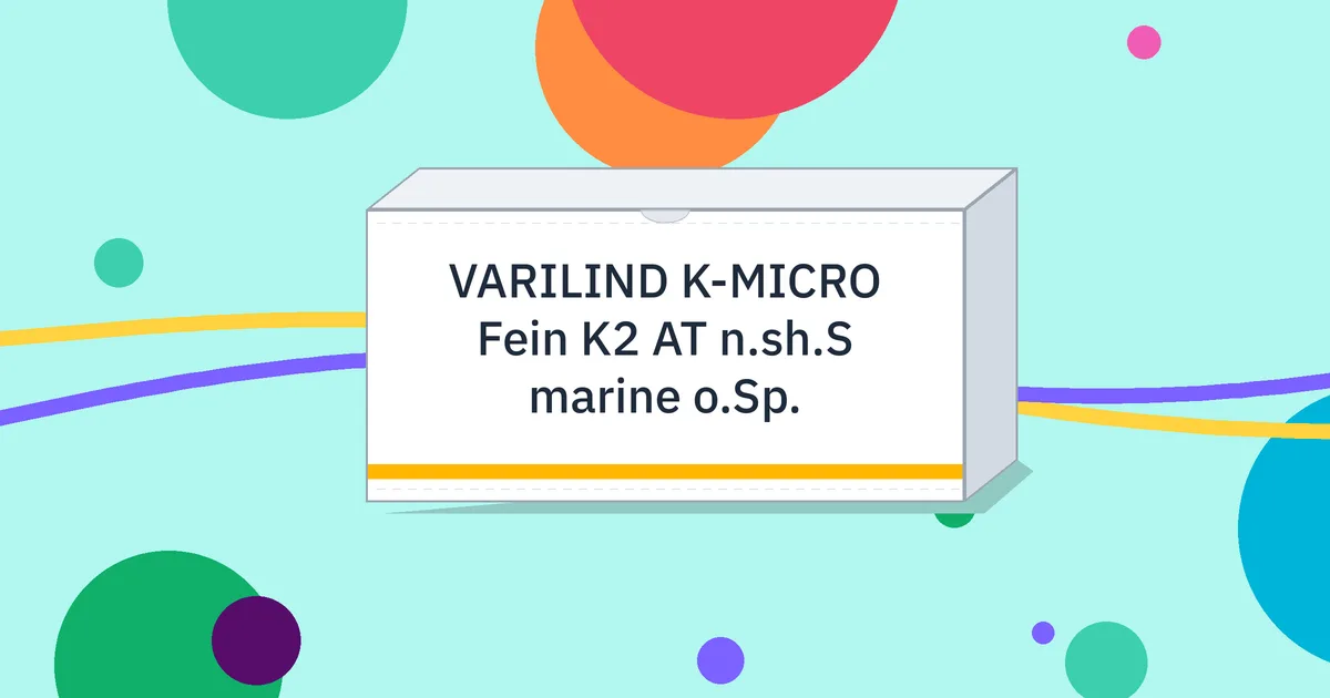Symbolbild: Packung mit der Aufschrift VARILIND K-MICRO Fein K2 AT n.sh.S marine o.Sp. (PZN 20553474) – Verfügbarkeit und Bezug in Apotheken in Frankfurt am Main