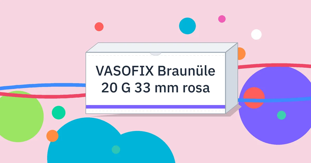 Symbolbild: Packung mit der Aufschrift VASOFIX Braunüle 20 G 33 mm rosa (PZN 18198304) – Verfügbarkeit und Bezug in Apotheken in Frankfurt am Main