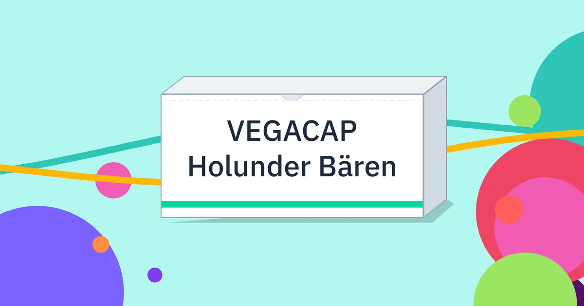 Symbolbild: Packung mit der Aufschrift VEGACAP Holunder Bären (PZN 15887138) – Verfügbarkeit und Bezug in Apotheken in Frankfurt am Main