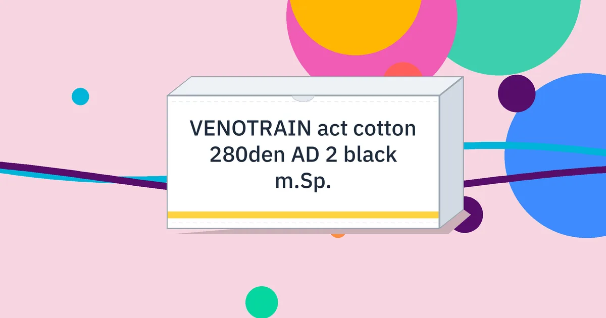 Symbolbild: Packung mit der Aufschrift VENOTRAIN act cotton 280den AD 2 black m.Sp. (PZN 16209736) – Verfügbarkeit und Bezug in Apotheken in Frankfurt am Main