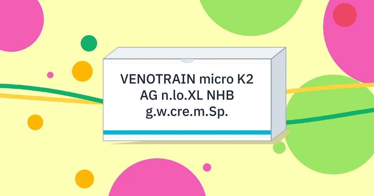 Symbolbild: Packung mit der Aufschrift VENOTRAIN micro K2 AG n.lo.XL NHB g.w.cre.m.Sp. (PZN 09023126) – Verfügbarkeit und Bezug in Apotheken in Frankfurt am Main