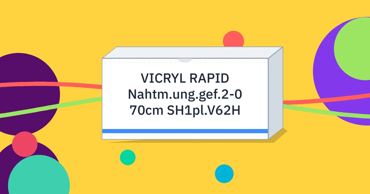 Symbolbild: Packung mit der Aufschrift VICRYL RAPID Nahtm.ung.gef.2-0 70cm SH1pl.V62H (PZN 16798253) – Verfügbarkeit und Bezug in Apotheken in Frankfurt am Main