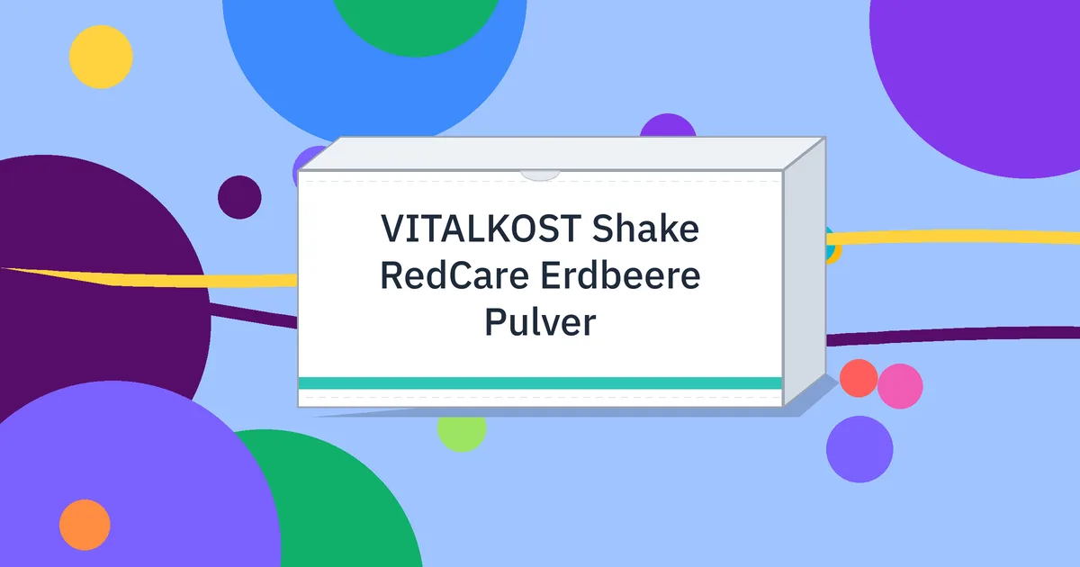 Symbolbild: Packung mit der Aufschrift VITALKOST Shake RedCare Erdbeere Pulver (PZN 16757076) – Verfügbarkeit und Bezug in Apotheken in Frankfurt am Main
