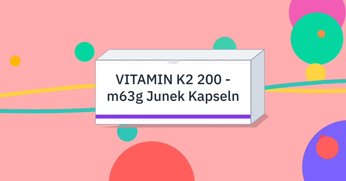 Symbolbild: Packung mit der Aufschrift VITAMIN K2 200 -m63g Junek Kapseln (PZN 16572402) – Verfügbarkeit und Bezug in Apotheken in Frankfurt am Main