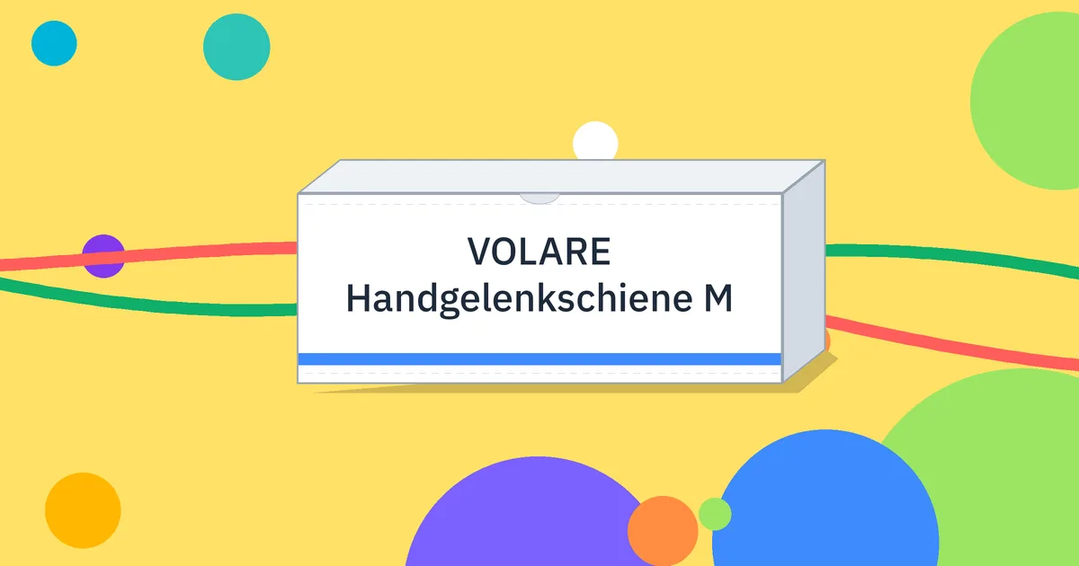 Symbolbild: Packung mit der Aufschrift VOLARE Handgelenkschiene M (PZN 08760271) – Verfügbarkeit und Bezug in Apotheken in Frankfurt am Main
