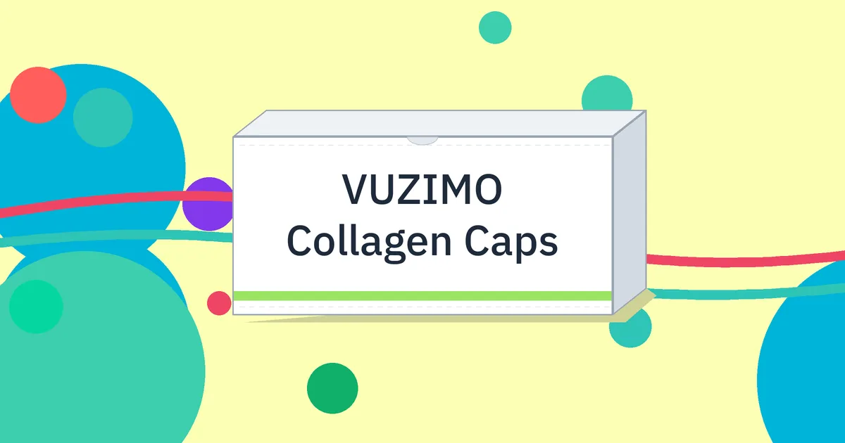Symbolbild: Packung mit der Aufschrift VUZIMO Collagen Caps (PZN 20918728) – Verfügbarkeit und Bezug in Apotheken in Frankfurt am Main