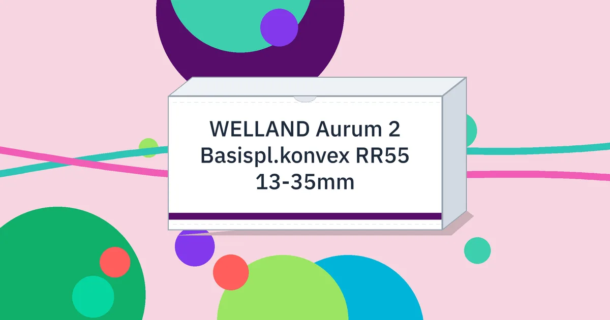 Symbolbild: Packung mit der Aufschrift WELLAND Aurum 2 Basispl.konvex RR55 13-35mm (PZN 11379037) – Verfügbarkeit und Bezug in Apotheken in Frankfurt am Main
