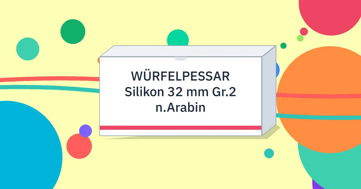 Symbolbild: Packung mit der Aufschrift WÜRFELPESSAR Silikon 32 mm Gr.2 n.Arabin (PZN 03167249) – Verfügbarkeit und Bezug in Apotheken in Frankfurt am Main