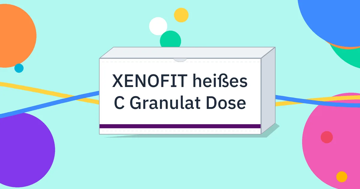 Symbolbild: Packung mit der Aufschrift XENOFIT heißes C Granulat Dose (PZN 04491288) – Verfügbarkeit und Bezug in Apotheken in Frankfurt am Main