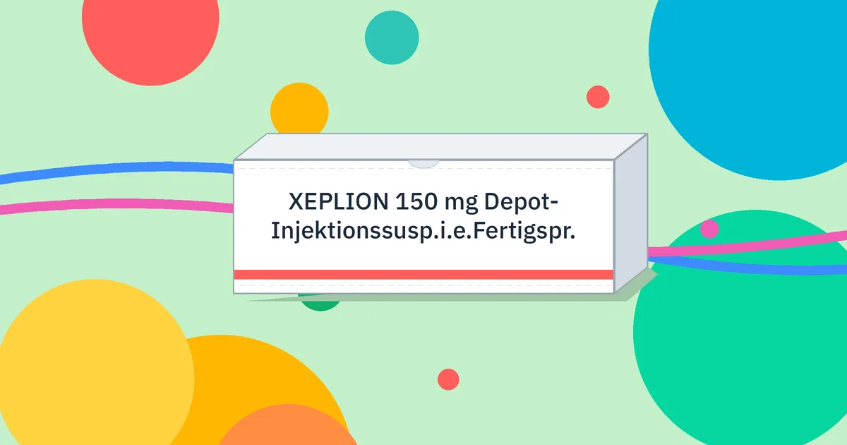 Symbolbild: Packung mit der Aufschrift XEPLION 150 mg Depot-Injektionssusp.i.e.Fertigspr. (PZN 16363555) – Verfügbarkeit und Bezug in Apotheken in Frankfurt am Main