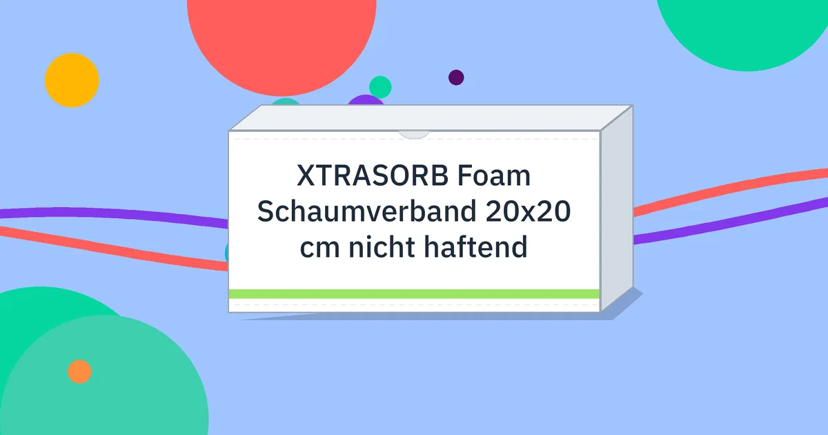 Symbolbild: Packung mit der Aufschrift XTRASORB Foam Schaumverband 20x20 cm nicht haftend (PZN 07645668) – Verfügbarkeit und Bezug in Apotheken in Frankfurt am Main