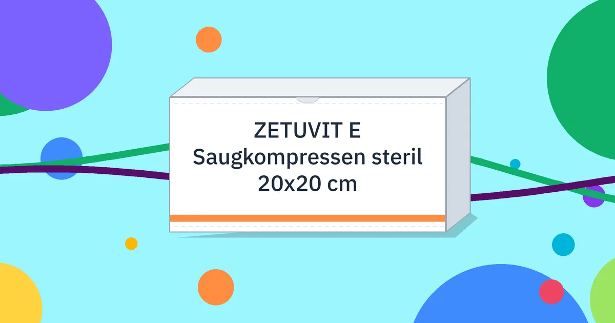 Symbolbild: Packung mit der Aufschrift ZETUVIT E Saugkompressen steril 20x20 cm (PZN 20317905) – Verfügbarkeit und Bezug in Apotheken in Frankfurt am Main