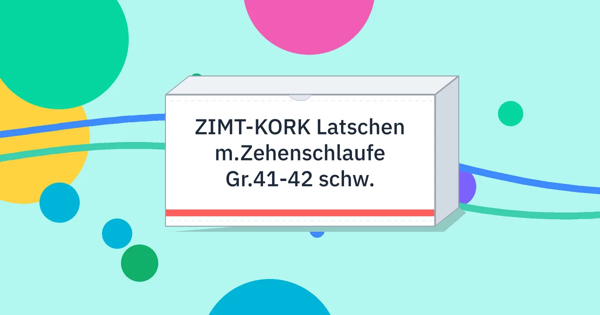 Symbolbild: Packung mit der Aufschrift ZIMT-KORK Latschen m.Zehenschlaufe Gr.41-42 schw. (PZN 18391202) – Verfügbarkeit und Bezug in Apotheken in Frankfurt am Main