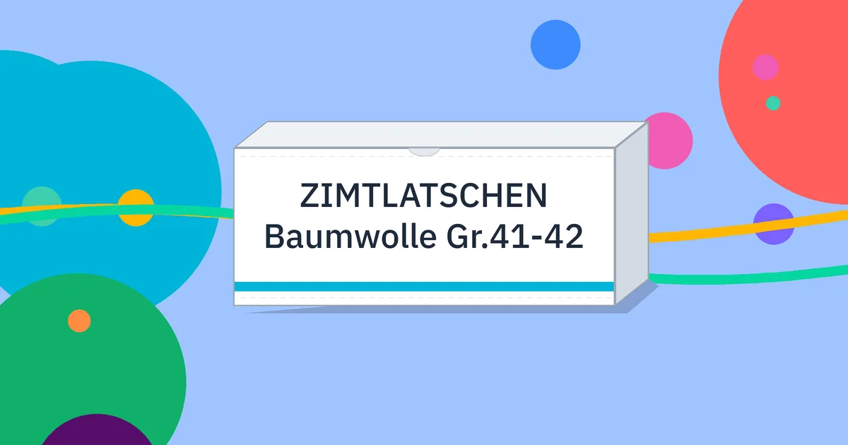 Symbolbild: Packung mit der Aufschrift ZIMTLATSCHEN Baumwolle Gr.41-42 (PZN 01437897) – Verfügbarkeit und Bezug in Apotheken in Frankfurt am Main