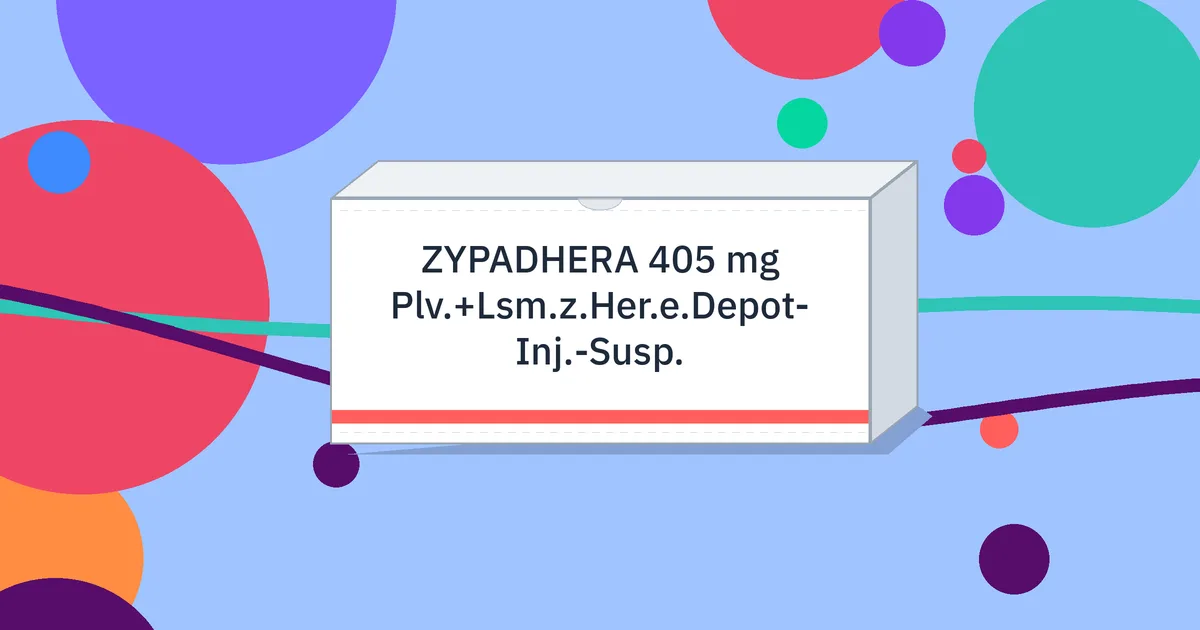 Symbolbild: Packung mit der Aufschrift ZYPADHERA 405 mg Plv.+Lsm.z.Her.e.Depot-Inj.-Susp. (PZN 09252298) – Verfügbarkeit und Bezug in Apotheken in Frankfurt am Main