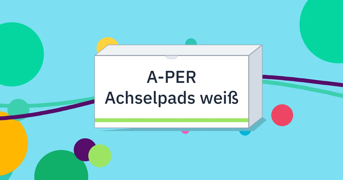 Symbolbild: Packung mit der Aufschrift A-PER Achselpads weiß (PZN 09308550) – Verfügbarkeit und Bezug in Apotheken in Frankfurt am Main