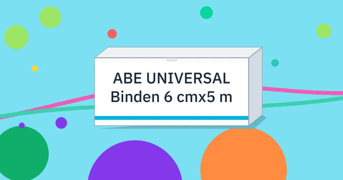 Symbolbild: Packung mit der Aufschrift ABE UNIVERSAL Binden 6 cmx5 m (PZN 00761561) – Verfügbarkeit und Bezug in Apotheken in Frankfurt am Main