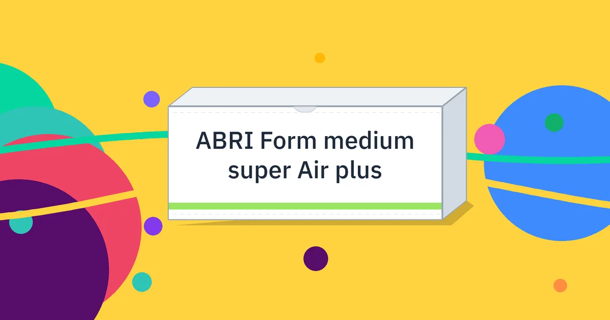 Symbolbild: Packung mit der Aufschrift ABRI Form medium super Air plus (PZN 00994710) – Verfügbarkeit und Bezug in Apotheken in Frankfurt am Main