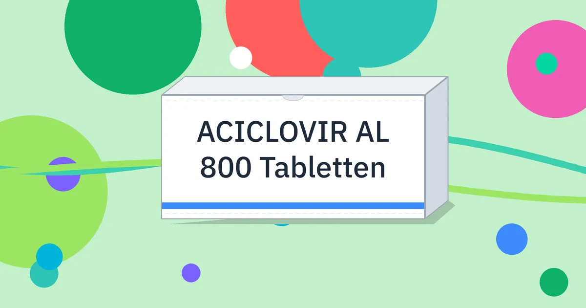 Symbolbild: Packung mit der Aufschrift ACICLOVIR AL 800 Tabletten (PZN 07549060) – Verfügbarkeit und Bezug in Apotheken in Frankfurt am Main
