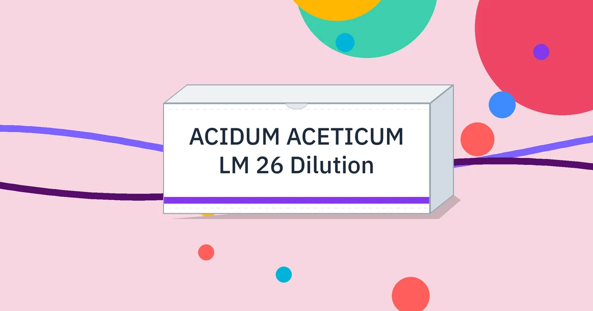 Symbolbild: Packung mit der Aufschrift ACIDUM ACETICUM LM 26 Dilution (PZN 13267319) – Verfügbarkeit und Bezug in Apotheken in Frankfurt am Main