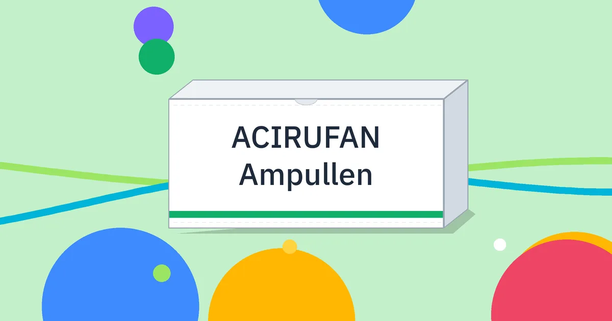 Symbolbild: Packung mit der Aufschrift ACIRUFAN Ampullen (PZN 11102873) – Verfügbarkeit und Bezug in Apotheken in Frankfurt am Main