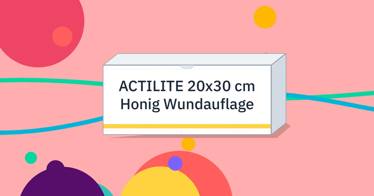 Symbolbild: Packung mit der Aufschrift ACTILITE 20x30 cm Honig Wundauflage (PZN 14233127) – Verfügbarkeit und Bezug in Apotheken in Frankfurt am Main