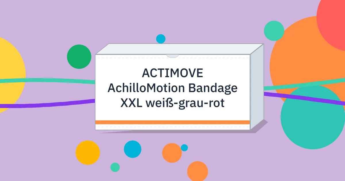 Symbolbild: Packung mit der Aufschrift ACTIMOVE AchilloMotion Bandage XXL weiß-grau-rot (PZN 17947666) – Verfügbarkeit und Bezug in Apotheken in Frankfurt am Main