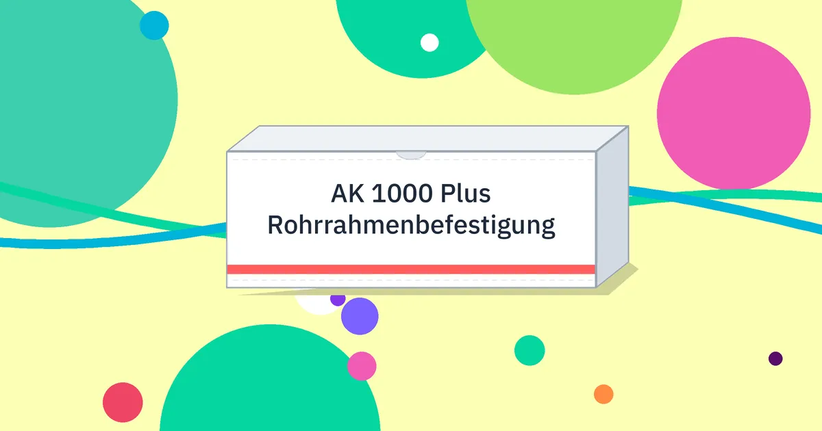 Symbolbild: Packung mit der Aufschrift AK 1000 Plus Rohrrahmenbefestigung (PZN 16331845) – Verfügbarkeit und Bezug in Apotheken in Frankfurt am Main