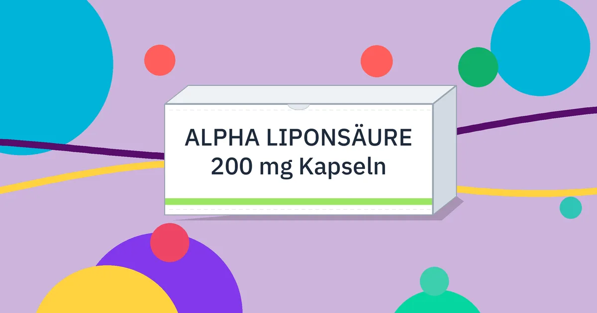 Symbolbild: Packung mit der Aufschrift ALPHA LIPONSÄURE 200 mg Kapseln (PZN 19967874) – Verfügbarkeit und Bezug in Apotheken in Frankfurt am Main