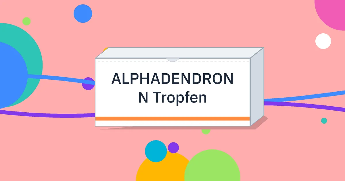 Symbolbild: Packung mit der Aufschrift ALPHADENDRON N Tropfen (PZN 05140473) – Verfügbarkeit und Bezug in Apotheken in Frankfurt am Main