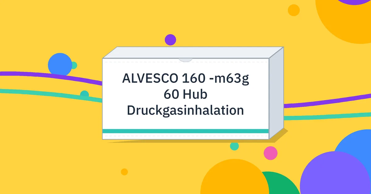 Symbolbild: Packung mit der Aufschrift ALVESCO 160 -m63g 60 Hub Druckgasinhalation (PZN 16783062) – Verfügbarkeit und Bezug in Apotheken in Frankfurt am Main