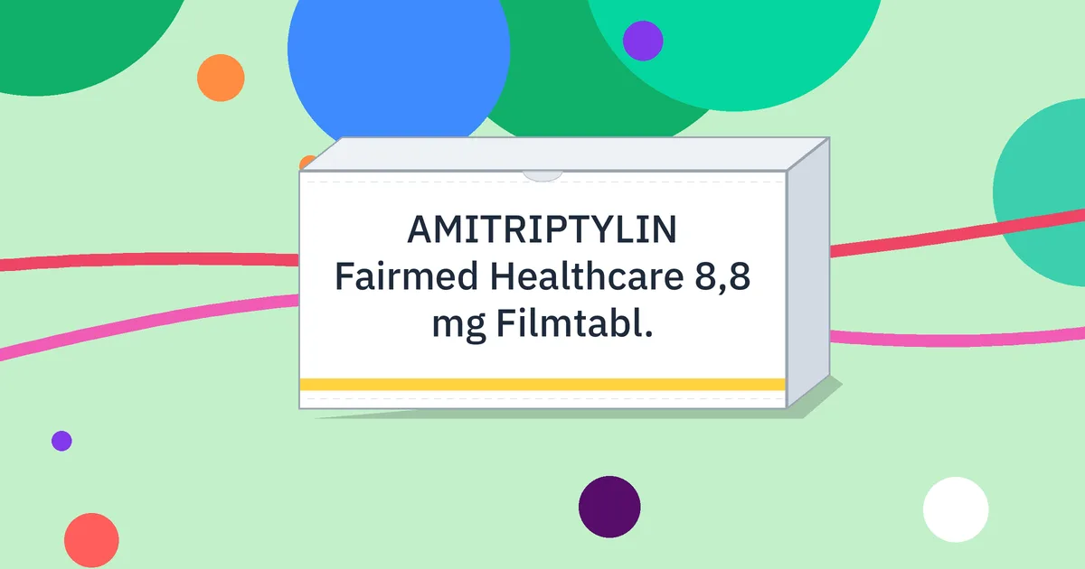 Symbolbild: Packung mit der Aufschrift AMITRIPTYLIN Fairmed Healthcare 8,8 mg Filmtabl. (PZN 16564549) – Verfügbarkeit und Bezug in Apotheken in Frankfurt am Main