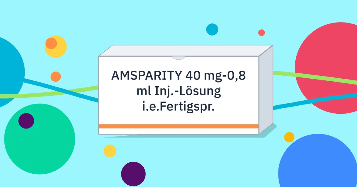 Symbolbild: Packung mit der Aufschrift AMSPARITY 40 mg-0,8 ml Inj.-Lösung i.e.Fertigspr. (PZN 18893493) – Verfügbarkeit und Bezug in Apotheken in Frankfurt am Main