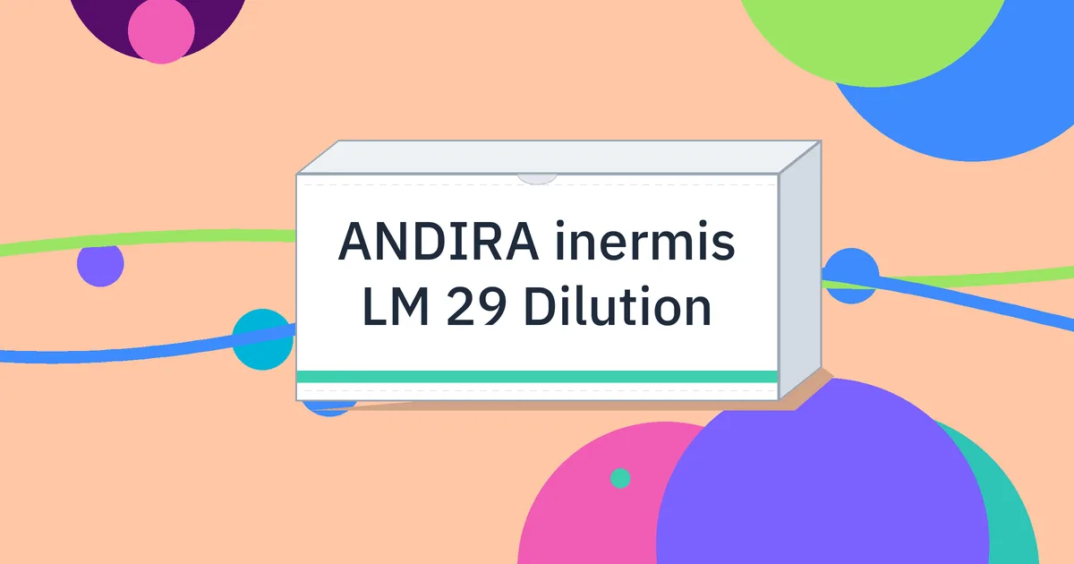 Symbolbild: Packung mit der Aufschrift ANDIRA inermis LM 29 Dilution (PZN 13329486) – Verfügbarkeit und Bezug in Apotheken in Frankfurt am Main