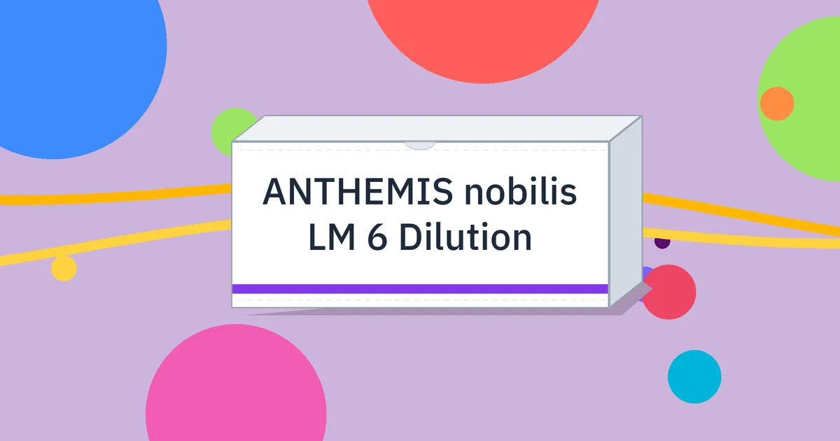 Symbolbild: Packung mit der Aufschrift ANTHEMIS nobilis LM 6 Dilution (PZN 12763281) – Verfügbarkeit und Bezug in Apotheken in Frankfurt am Main