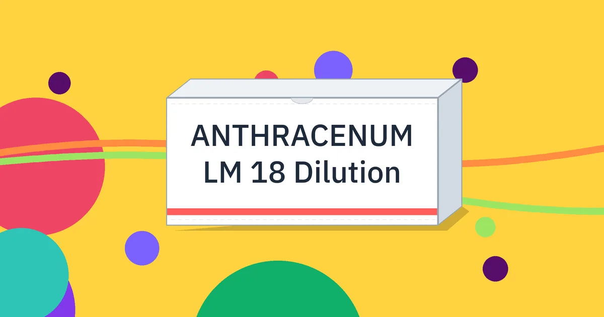 Symbolbild: Packung mit der Aufschrift ANTHRACENUM LM 18 Dilution (PZN 13370371) – Verfügbarkeit und Bezug in Apotheken in Frankfurt am Main