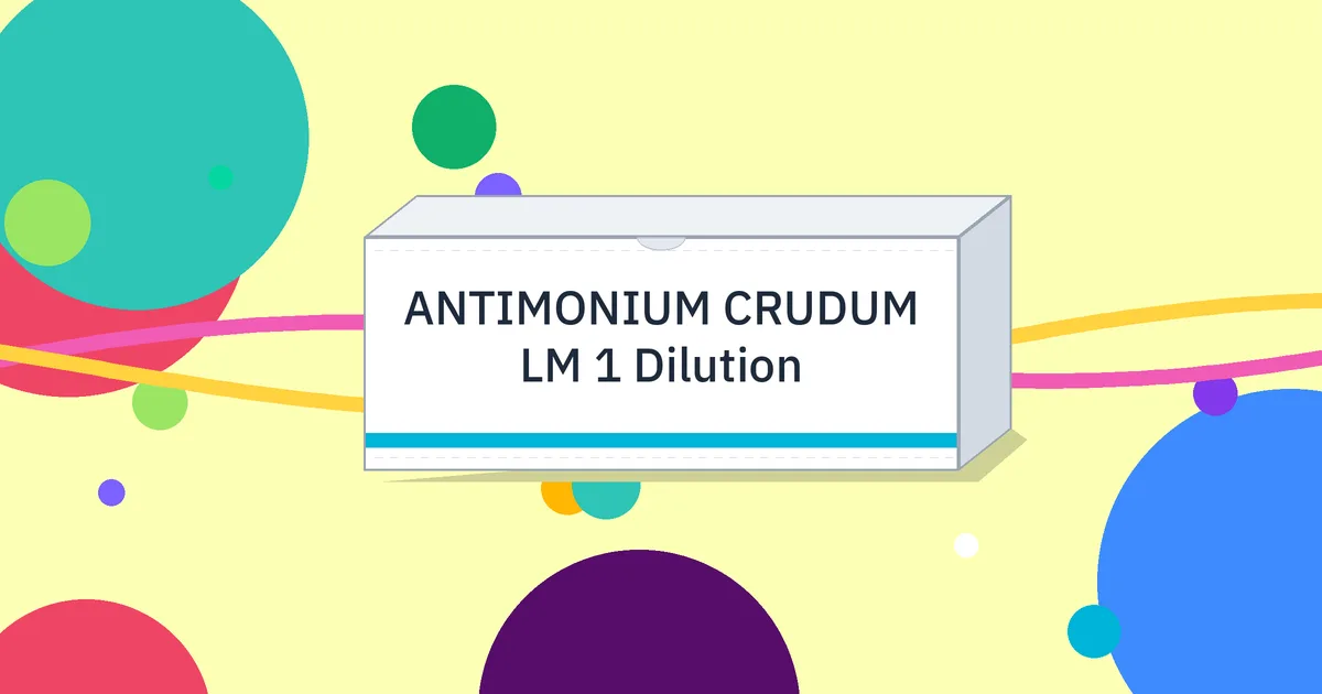 Symbolbild: Packung mit der Aufschrift ANTIMONIUM CRUDUM LM 1 Dilution (PZN 12763660) – Verfügbarkeit und Bezug in Apotheken in Frankfurt am Main