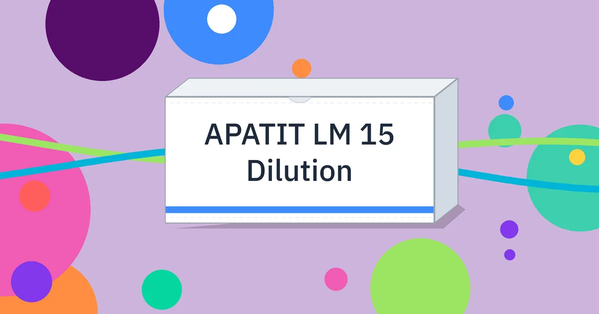 Symbolbild: Packung mit der Aufschrift APATIT LM 15 Dilution (PZN 13377367) – Verfügbarkeit und Bezug in Apotheken in Frankfurt am Main