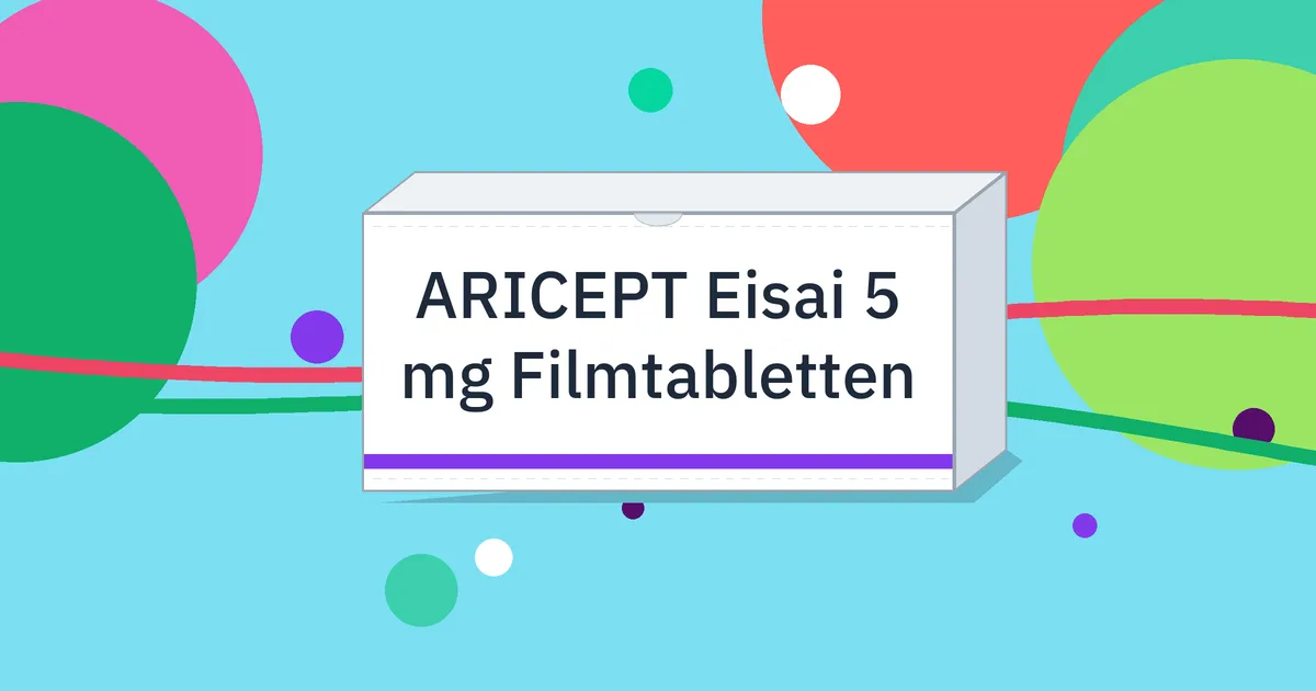 Symbolbild: Packung mit der Aufschrift ARICEPT Eisai 5 mg Filmtabletten (PZN 08490529) – Verfügbarkeit und Bezug in Apotheken in Frankfurt am Main