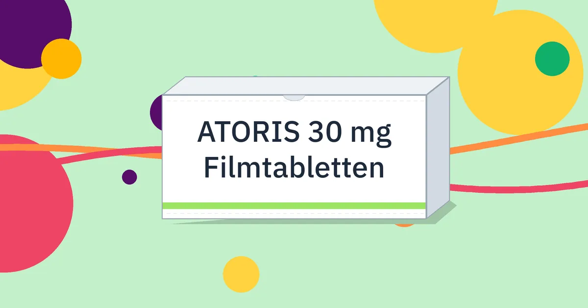Symbolbild: Packung mit der Aufschrift ATORIS 30 mg Filmtabletten (PZN 09633741) – Verfügbarkeit und Bezug in Apotheken in Frankfurt am Main