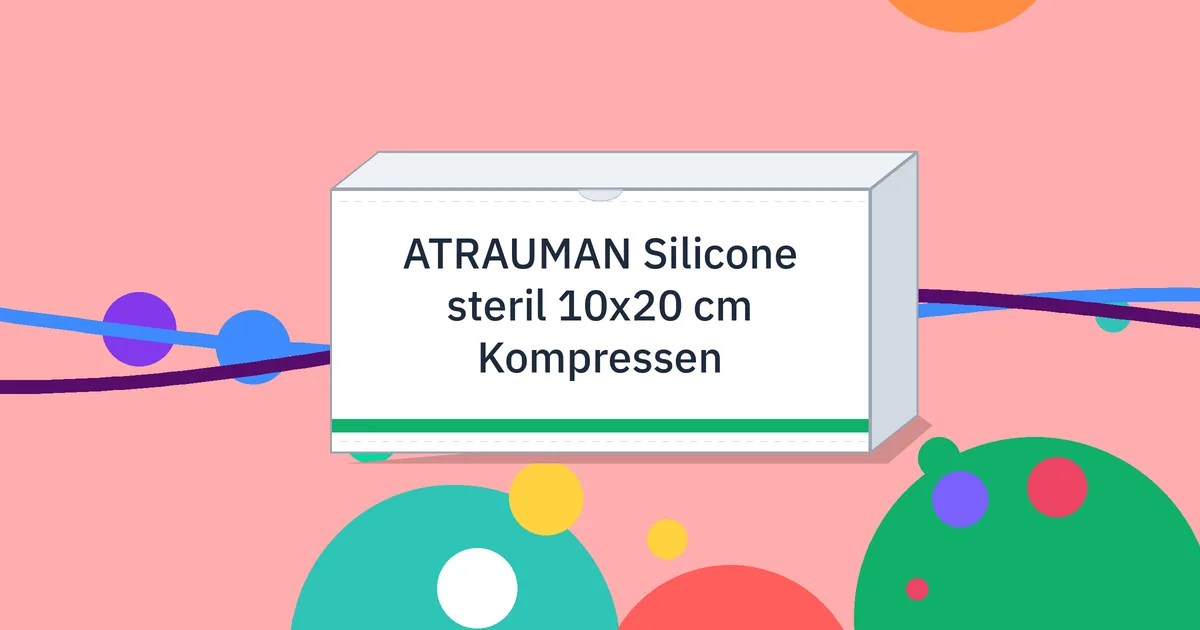 Symbolbild: Packung mit der Aufschrift ATRAUMAN Silicone steril 10x20 cm Kompressen (PZN 18124814) – Verfügbarkeit und Bezug in Apotheken in Frankfurt am Main