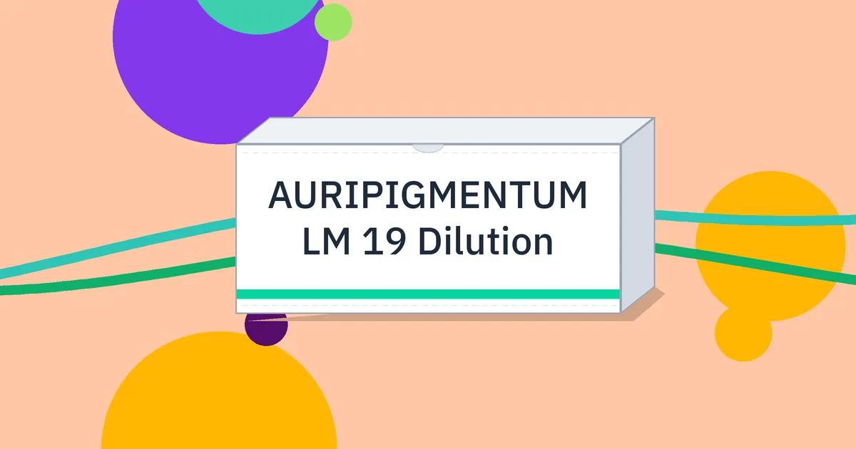 Symbolbild: Packung mit der Aufschrift AURIPIGMENTUM LM 19 Dilution (PZN 12783042) – Verfügbarkeit und Bezug in Apotheken in Frankfurt am Main