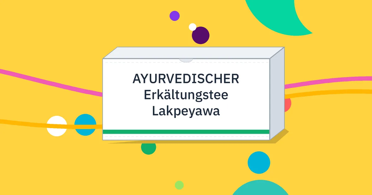 Symbolbild: Packung mit der Aufschrift AYURVEDISCHER Erkältungstee Lakpeyawa (PZN 09013866) – Verfügbarkeit und Bezug in Apotheken in Frankfurt am Main