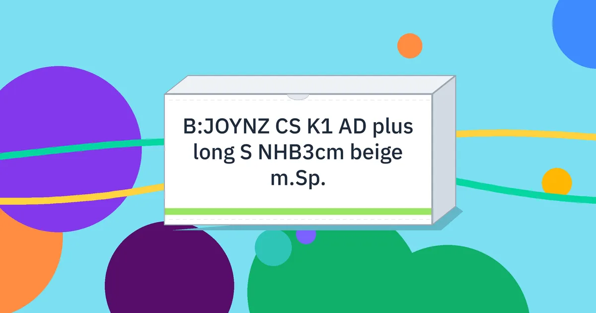 Symbolbild: Packung mit der Aufschrift B:JOYNZ CS K1 AD plus long S NHB3cm beige m.Sp. (PZN 20526218) – Verfügbarkeit und Bezug in Apotheken in Frankfurt am Main