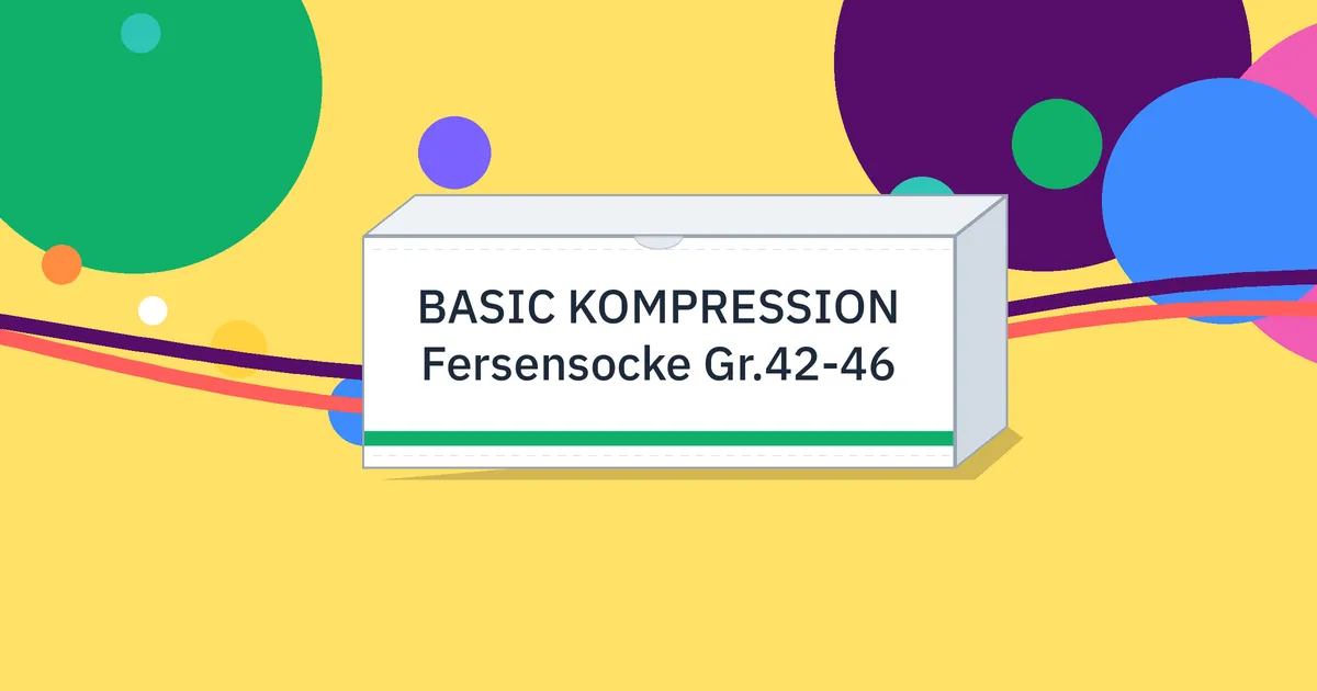 Symbolbild: Packung mit der Aufschrift BASIC KOMPRESSION Fersensocke Gr.42-46 (PZN 15381261) – Verfügbarkeit und Bezug in Apotheken in Frankfurt am Main
