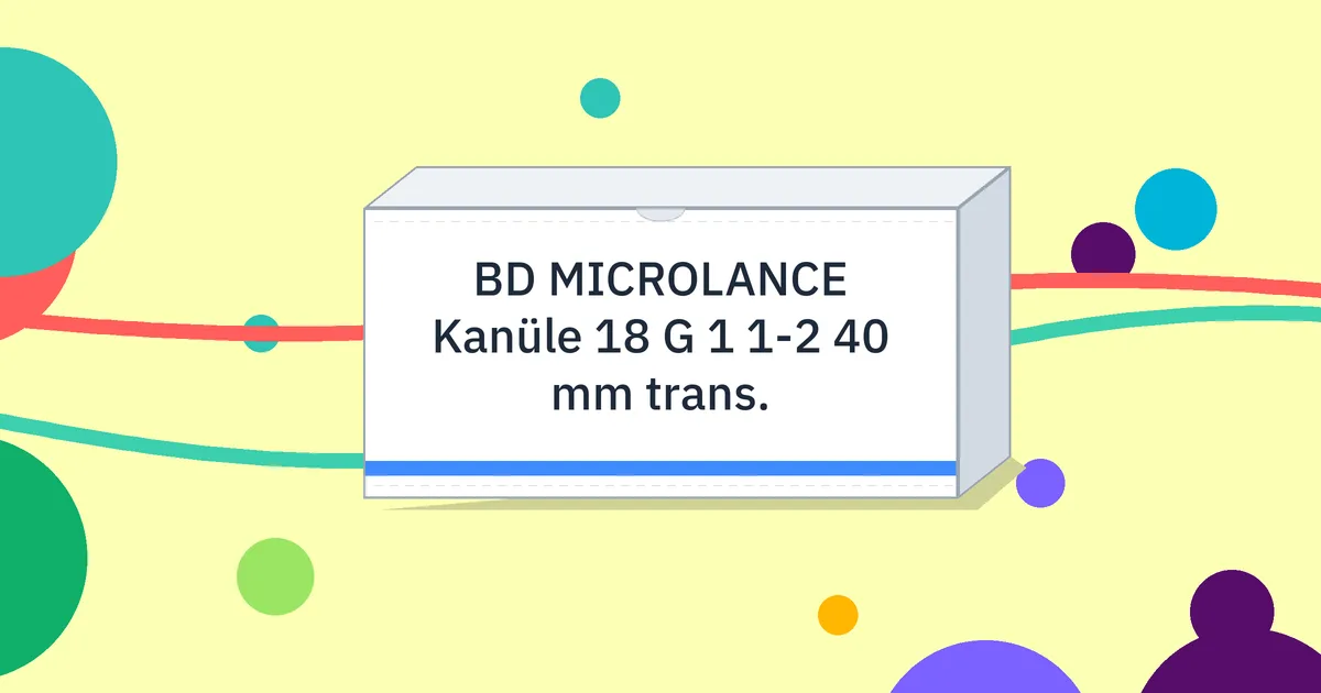 Symbolbild: Packung mit der Aufschrift BD MICROLANCE Kanüle 18 G 1 1-2 40 mm trans. (PZN 16150440) – Verfügbarkeit und Bezug in Apotheken in Frankfurt am Main