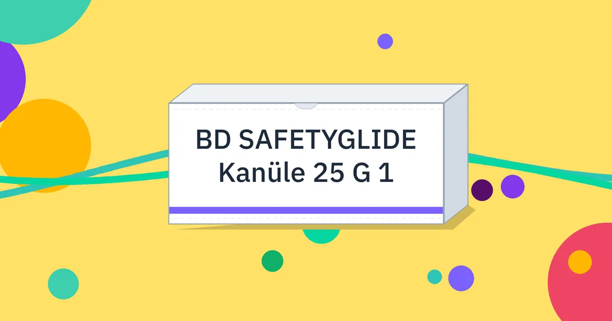 Symbolbild: Packung mit der Aufschrift BD SAFETYGLIDE Kanüle 25 G 1 (PZN 08848178) – Verfügbarkeit und Bezug in Apotheken in Frankfurt am Main