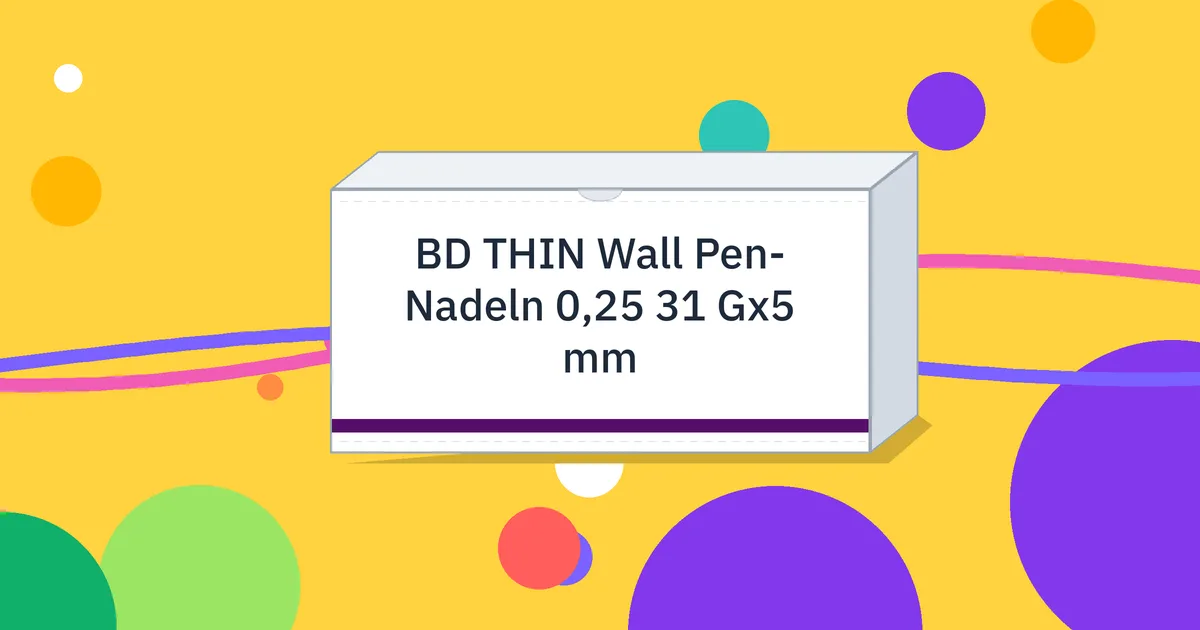 Symbolbild: Packung mit der Aufschrift BD THIN Wall Pen-Nadeln 0,25 31 Gx5 mm (PZN 14162255) – Verfügbarkeit und Bezug in Apotheken in Frankfurt am Main